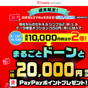 週末限定で還元倍増！ワイモバイルにのりかえでPayPayポイント20,000円相当を一括還元 - usedoor